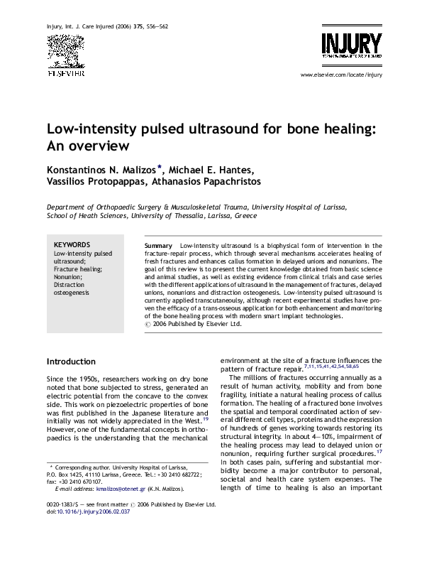 (PDF) Low-intensity pulsed ultrasound for bone healing: An overview