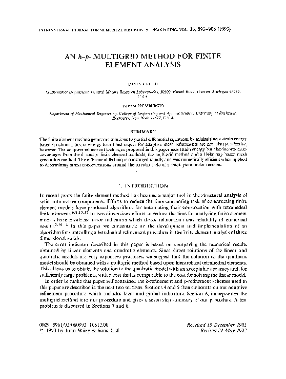 (PDF) Anh-p- multigrid method for finite element analysis | Yoram Pressburger - Academia.edu