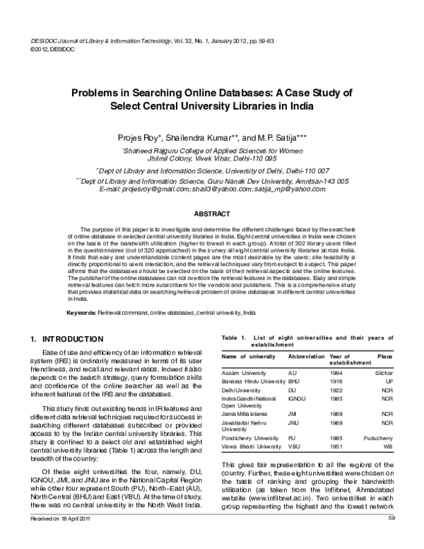 (PDF) Problems in Searching Online Databases: A Case Study of Select ...