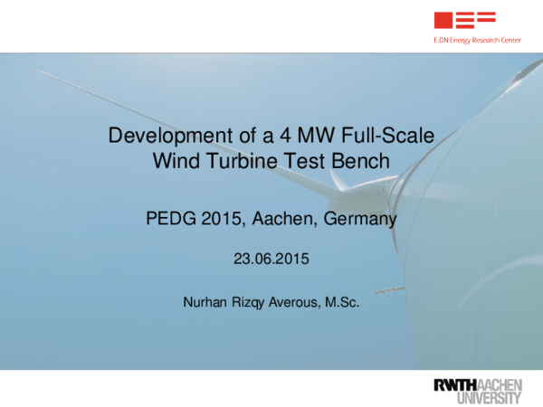 (PDF) Development of a 4 MW full-size wind-turbine test bench