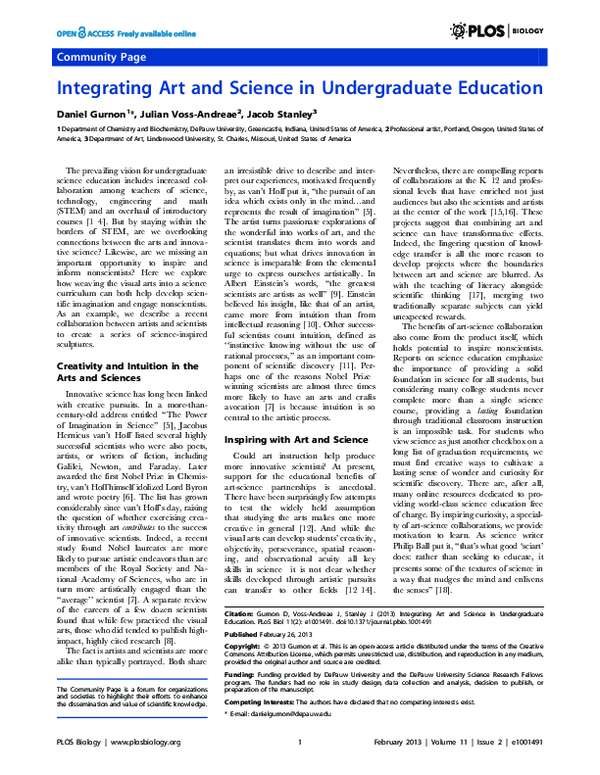 (PDF) Integrating Art and Science in Undergraduate Education