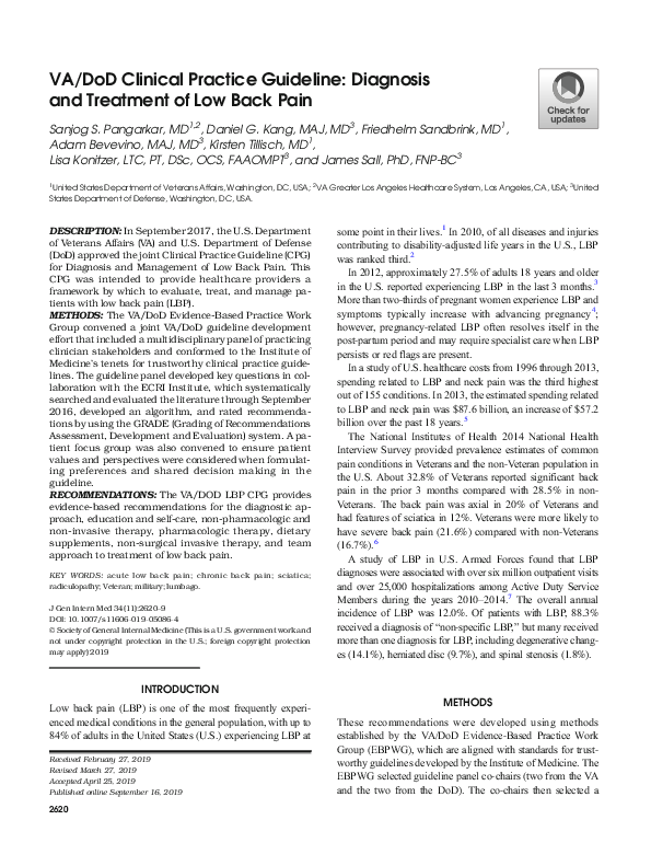 (PDF) VA/DoD Clinical Practice Guideline: Diagnosis and Treatment of ...