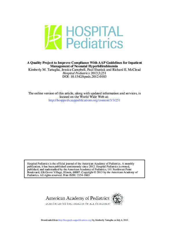 (PDF) A quality project to improve compliance with AAP guidelines for ...