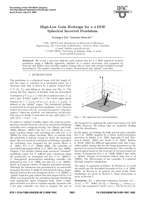 (PDF) High-Low Gain Redesign for a 4 DOF Spherical Inverted Pendulum ...