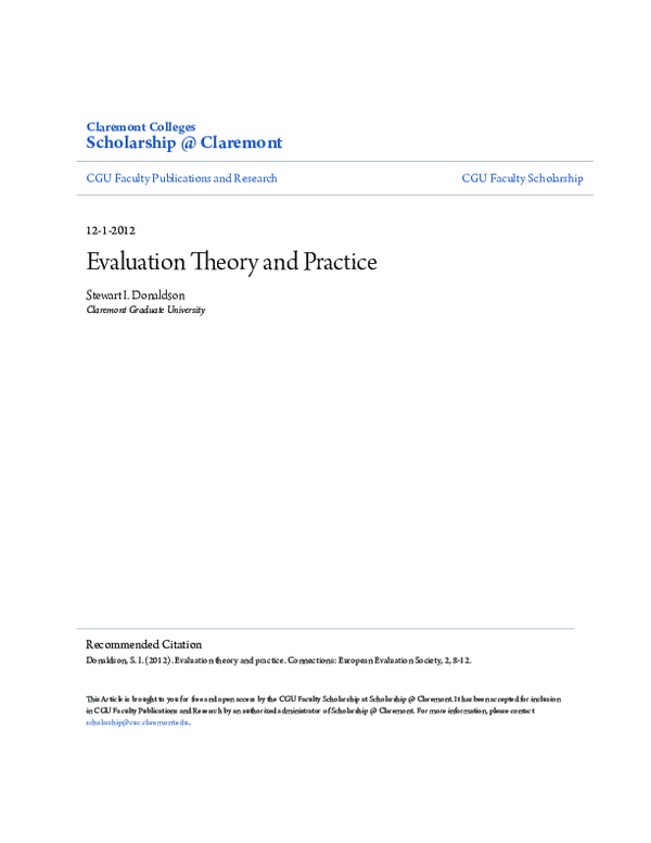 (PDF) Evaluation Theory and Practice