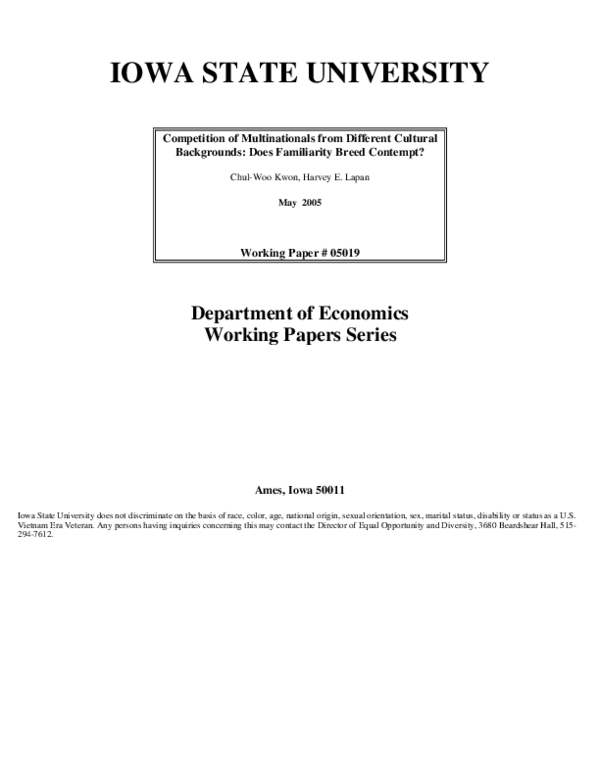(PDF) Competition of Multinationals from Different Cultural Backgrounds ...