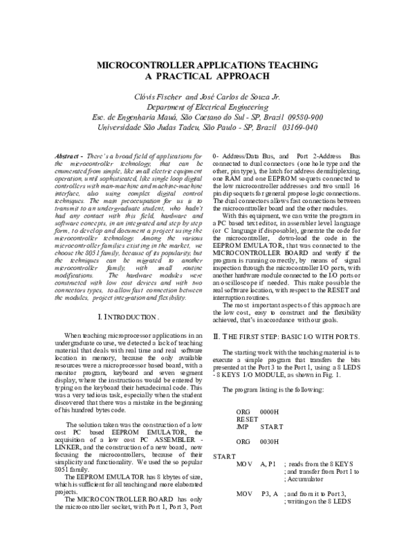 (PDF) Microcontroller Applications Teaching a Practical Approach