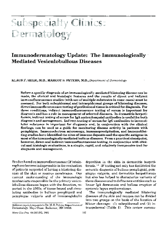 (PDF) Immunodermatology Update: The Immunologically Mediated ...