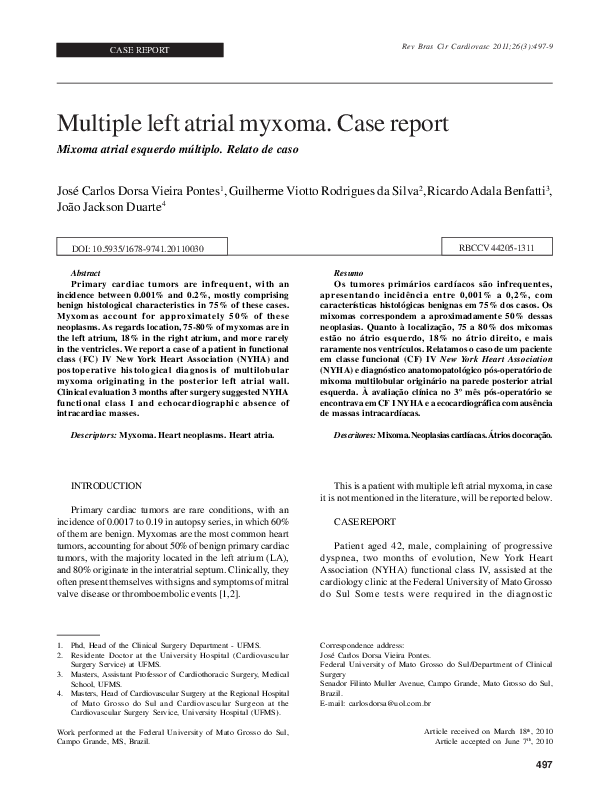 (PDF) Mixoma atrial esquerdo múltiplo