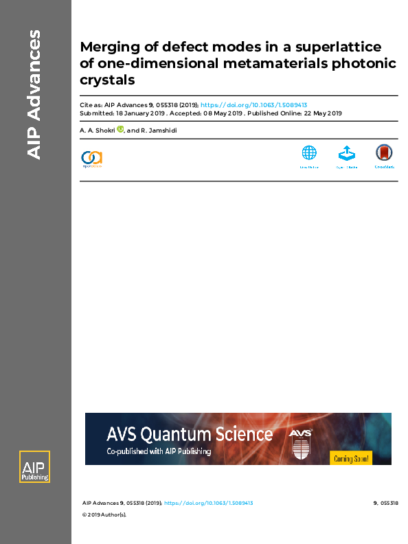 (PDF) Merging of defect modes in a superlattice of one-dimensional metamaterials photonic crystals
