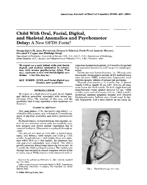 (PDF) Child with oral, facial, digital, and skeletal anomalies and ...