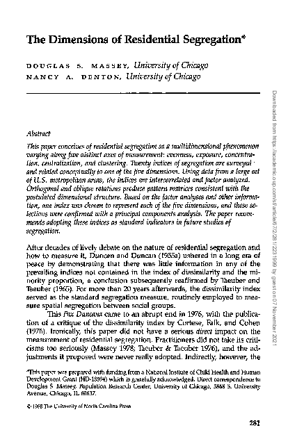 (PDF) The dimensions of residential segregation