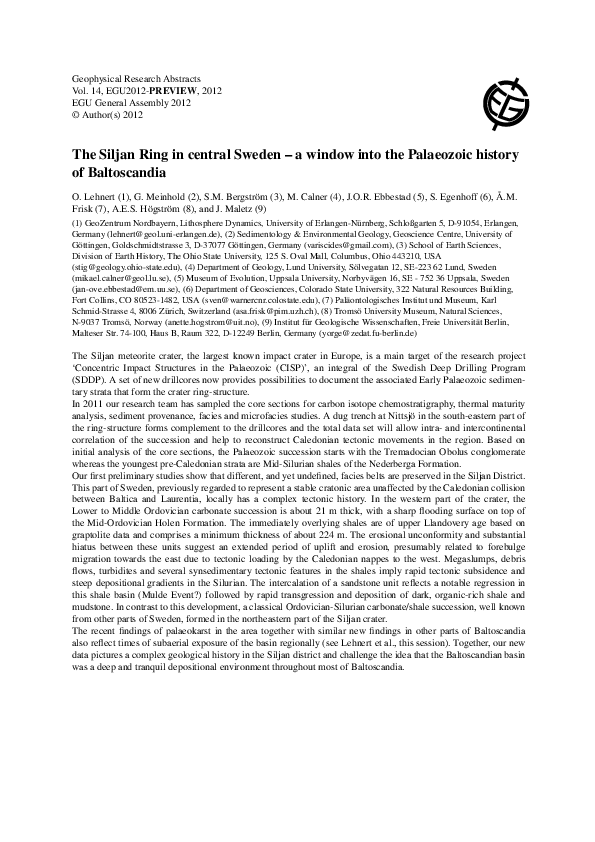 (PDF) The Siljan Ring in central Sweden - a window into the Palaeozoic ...