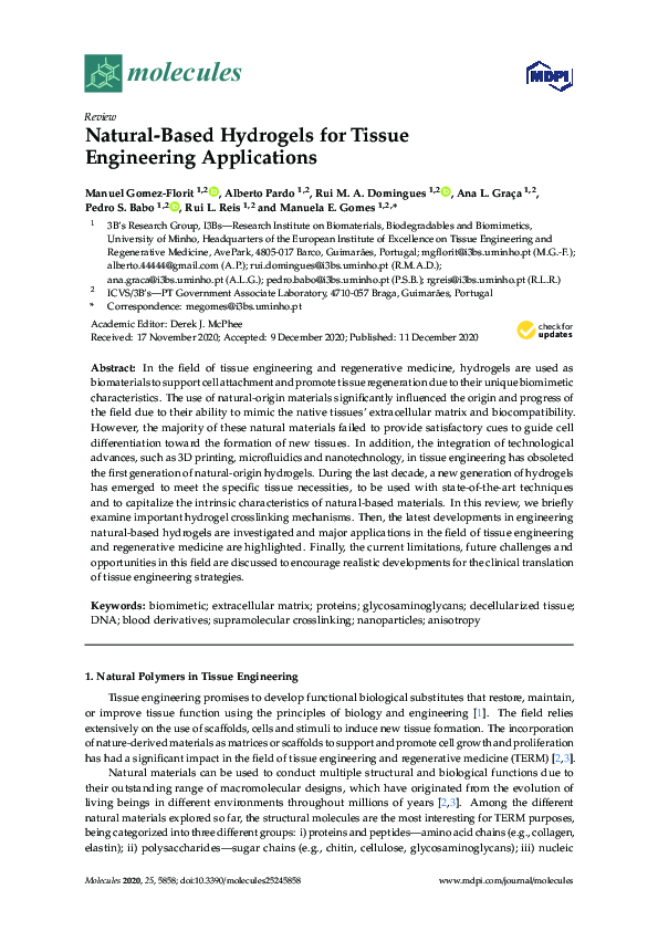 (PDF) Natural-Based Hydrogels for Tissue Engineering Applications