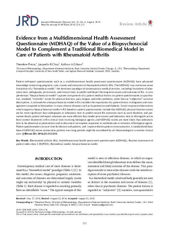 (PDF) Evidence from a Multidimensional Health Assessment Questionnaire ...