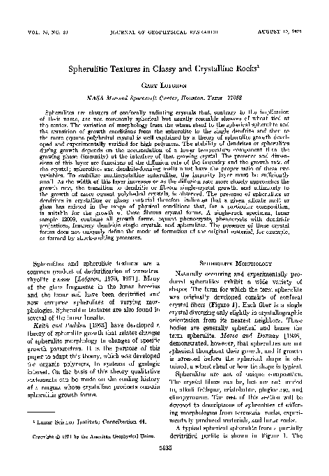 (PDF) Spherulitic textures in glassy and crystalline rocks