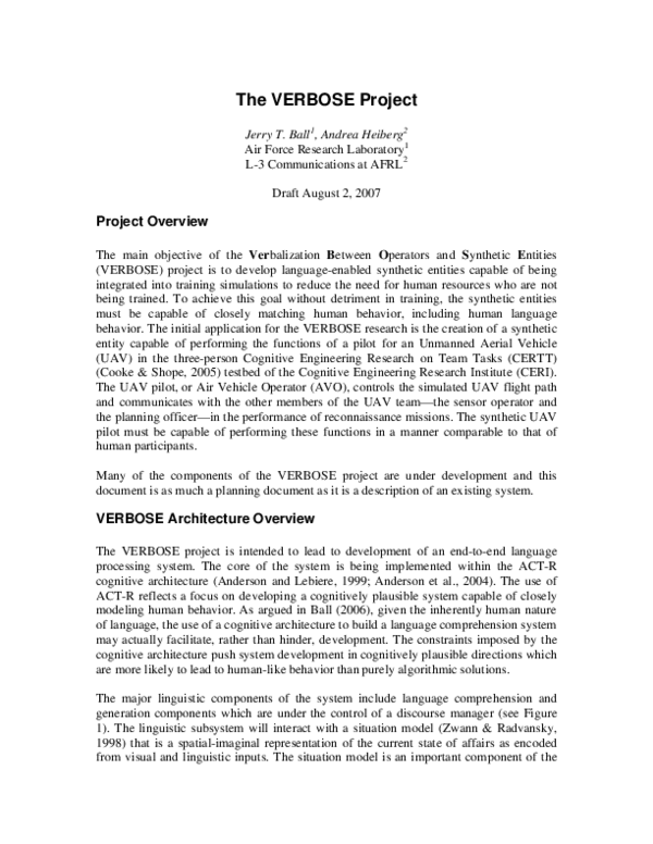 (PDF) The VERBOSE Project