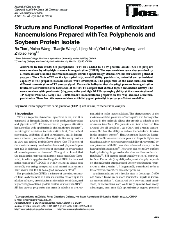 (PDF) Structure and Functional Properties of Antioxidant Nanoemulsions ...