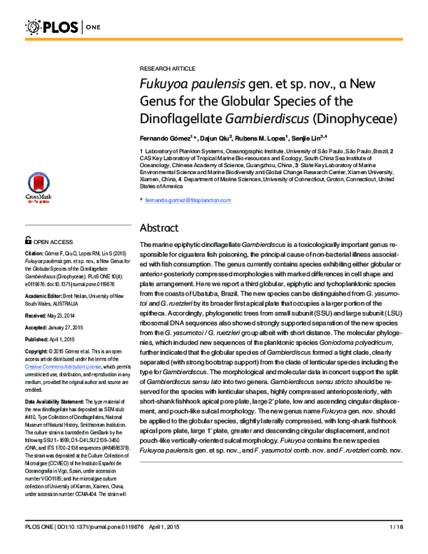 (PDF) Fukuyoa paulensis gen. et sp. nov., a New Genus for the Globular ...