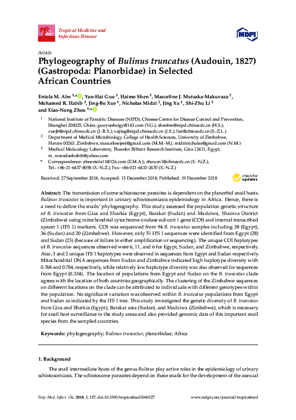 (PDF) Phylogeography of Bulinus truncatus (Audouin, 1827) (Gastropoda ...