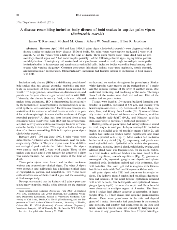 (PDF) A Disease Resembling Inclusion Body Disease of Boid Snakes in ...