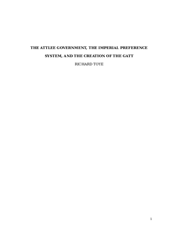 (PDF) The Attlee Government, the Imperial Preference System and the ...