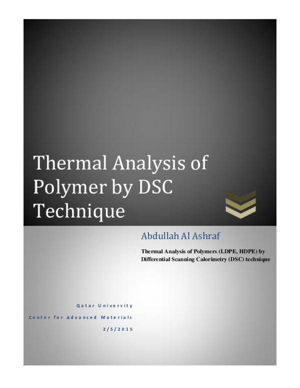 (PDF) Thermal Analysis of Polymers (LDPE, HDPE) by Differential ...