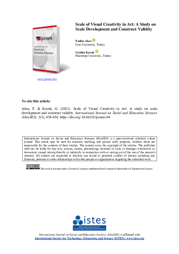 (PDF) Scale of Visual Creativity in Art: A Study on Scale Development and Construct Validity