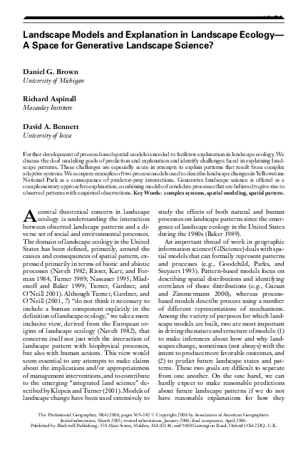 (PDF) Landscape Models and Explanation in Landscape Ecology—A Space for ...