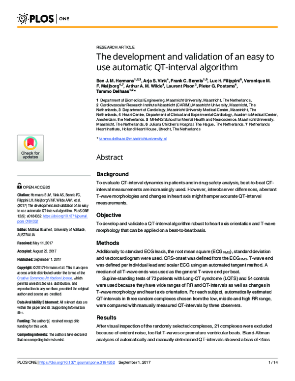 Pdf The Development And Validation Of An Easy To Use Automatic Qt Interval Algorithm 