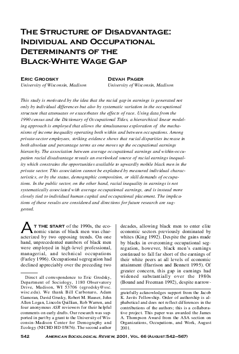 (PDF) The Structure of Disadvantage: Individual and Occupational ...