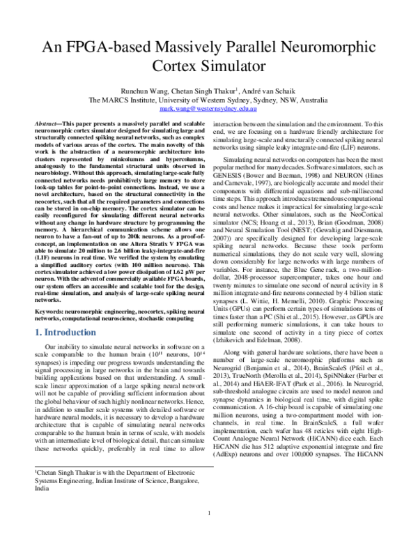 (PDF) An FPGA-Based Massively Parallel Neuromorphic Cortex Simulator