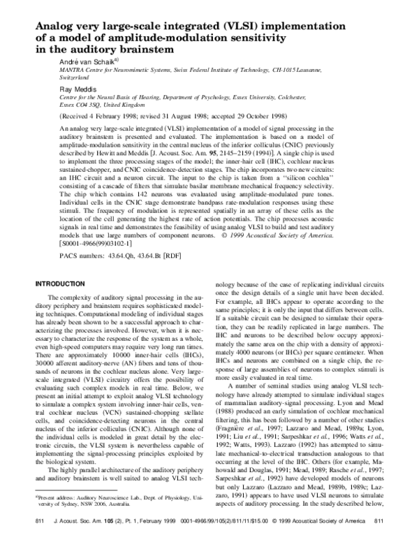(PDF) Analog very large-scale integrated (VLSI) implementation of a model of amplitude ...