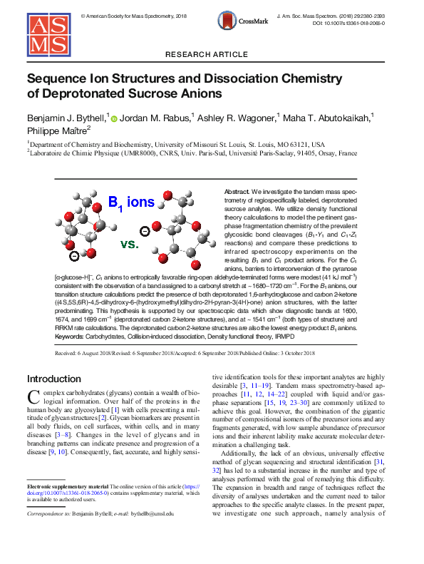 (PDF) Sequence Ion Structures and Dissociation Chemistry of ...