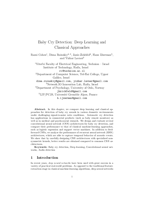 (PDF) Baby Cry Detection: Deep Learning and Classical Approaches