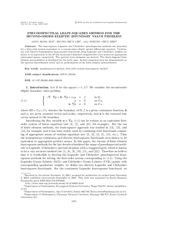 Pdf Pseudospectral Least Squares Method For The Second Order Elliptic Boundary Value Problem