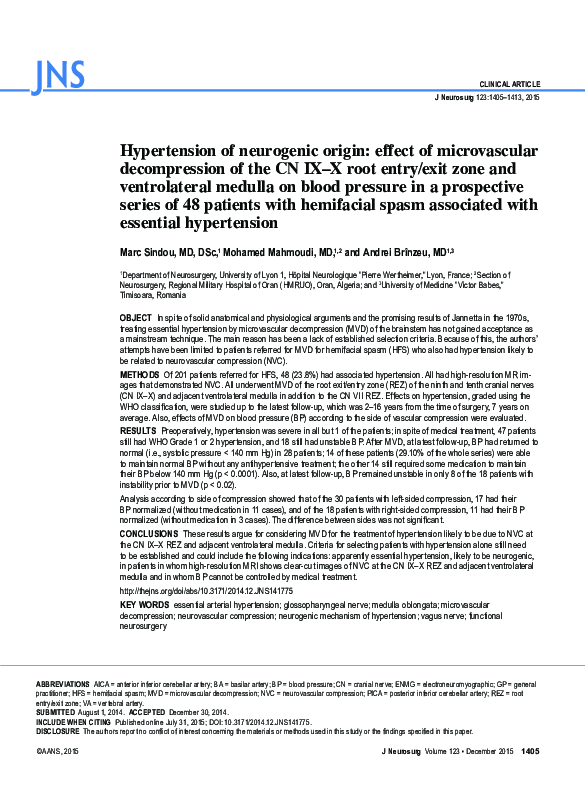 (PDF) Hypertension of neurogenic origin: effect of microvascular ...