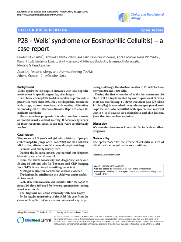 (PDF) P28 - Wells’ syndrome (or Eosinophilic Cellulitis) – a case report
