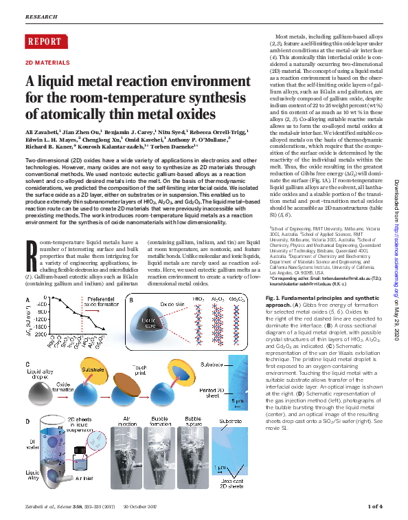 (PDF) A liquid metal reaction environment for the room-temperature ...