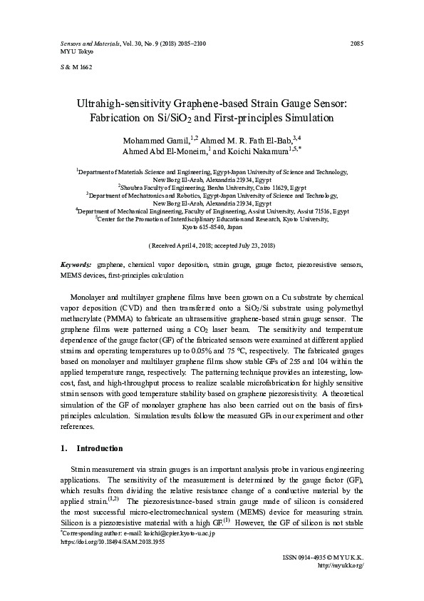 (PDF) Ultrahigh-sensitivity Graphene-based Strain Gauge Sensor ...