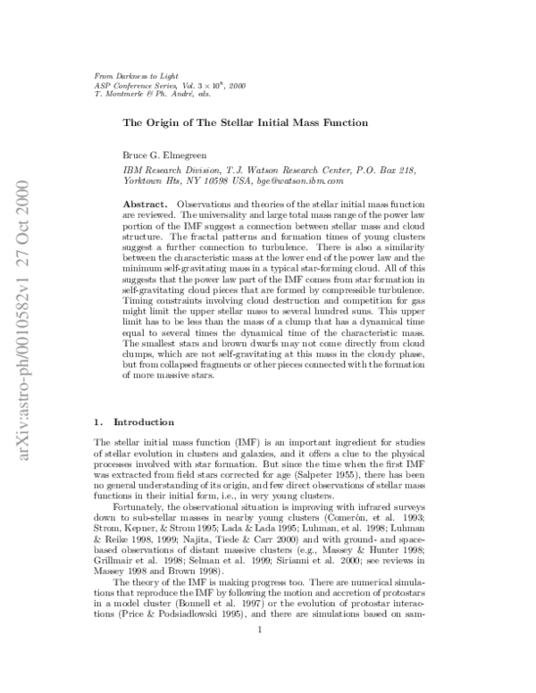 (PDF) The Origin of the Stellar Initial Mass Function