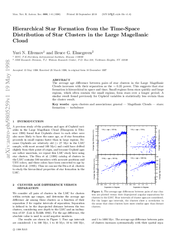 (PDF) Hierarchical star formation from the time-space distribution of ...