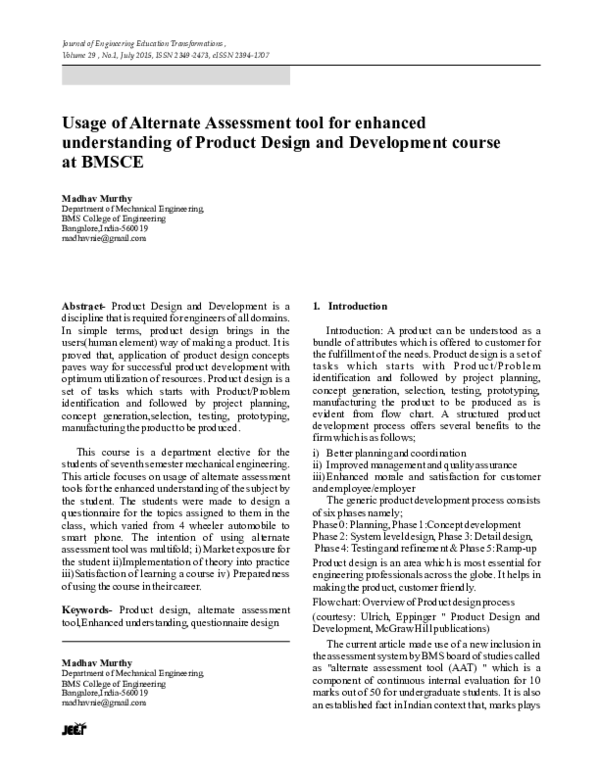 (PDF) Usage of Alternate Assessment Tool for Enhanced Understanding of ...