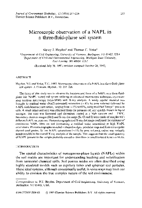 (PDF) Microscopic observation of a NAPL in a three-fluid-phase soil system