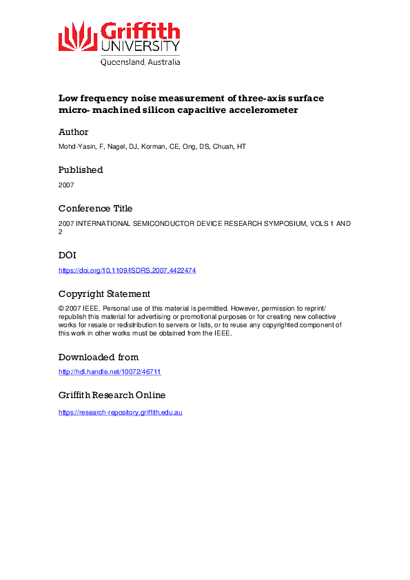 Pdf Low Frequency Noise Measurement Of Three Axis Surface Micro