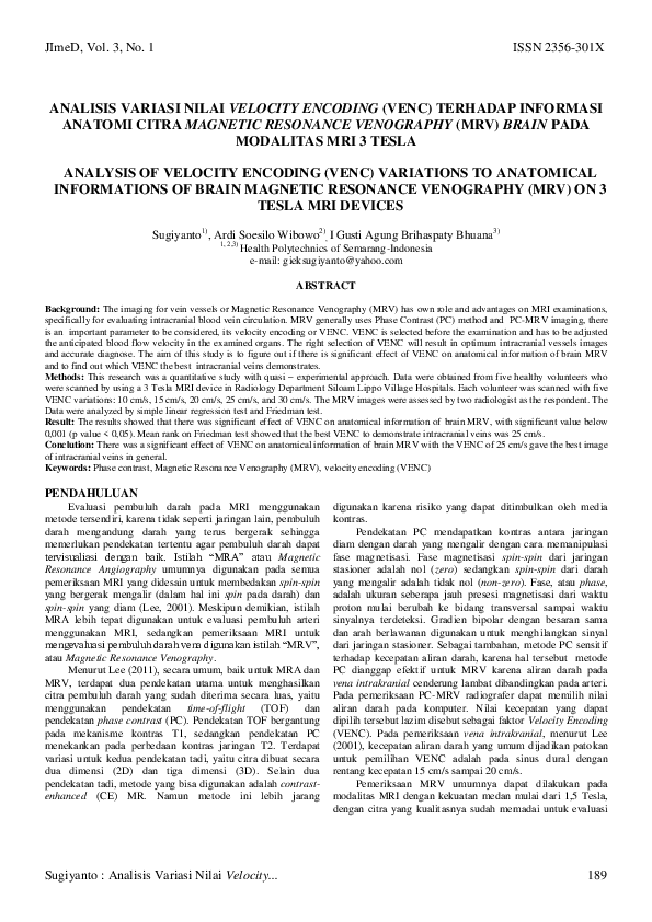 (PDF) Analisis Variasi Nilai Velocity Encoding (VENC) terhadap ...