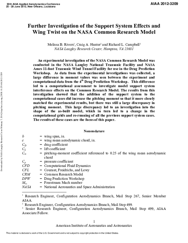 (PDF) Further Investigation of the Support System Effects and Wing ...