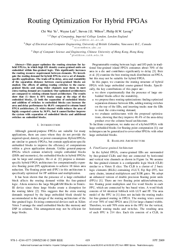 (PDF) Routing optimization for hybrid FPGAs