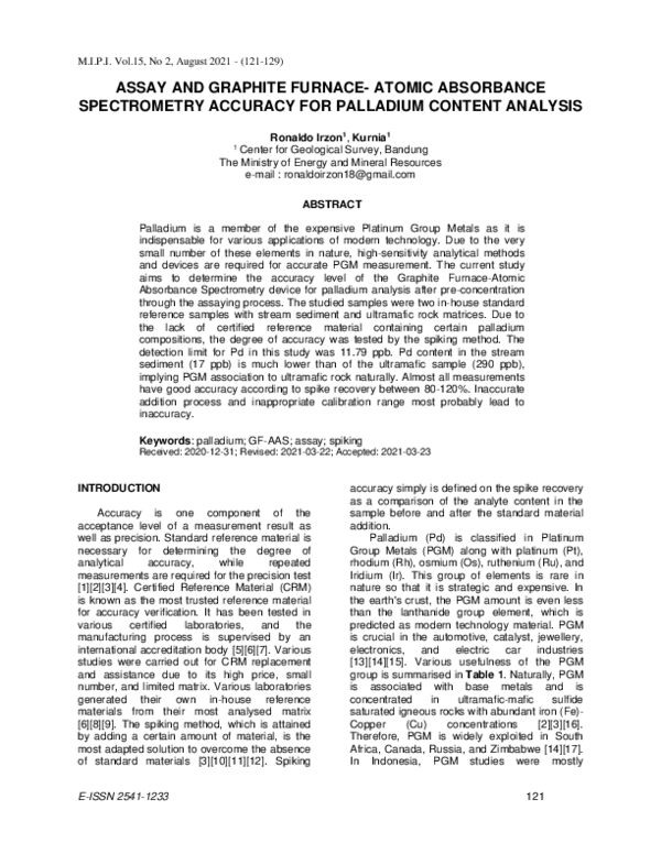 (PDF) Assay and Graphite Furnace- Atomic Absorbance Spectrometry ...