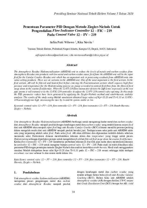 (PDF) Penentuan Parameter PID Dengan Metode Ziegler-Nichols Untuk ...